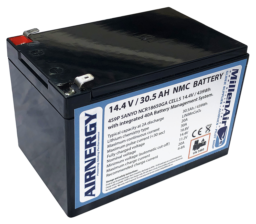 AIRNERGY 14.4V 30.5Ah NMC Battery - MillenAir Glider Supplies ...
